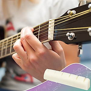Blisstime 2 Sets 4pcs 6 String Acoustic Guitar Bone Bridge Saddle and Nut Made of Real Bone