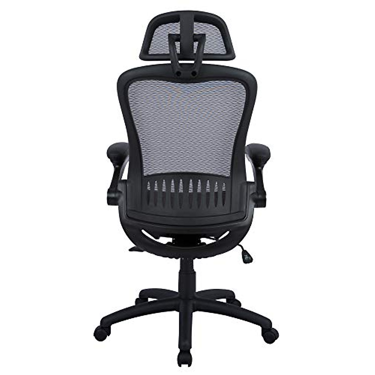 Amazon Basics Adjustable High-Back Mesh Chair with Flip-up Arms and Head Rest – Grey