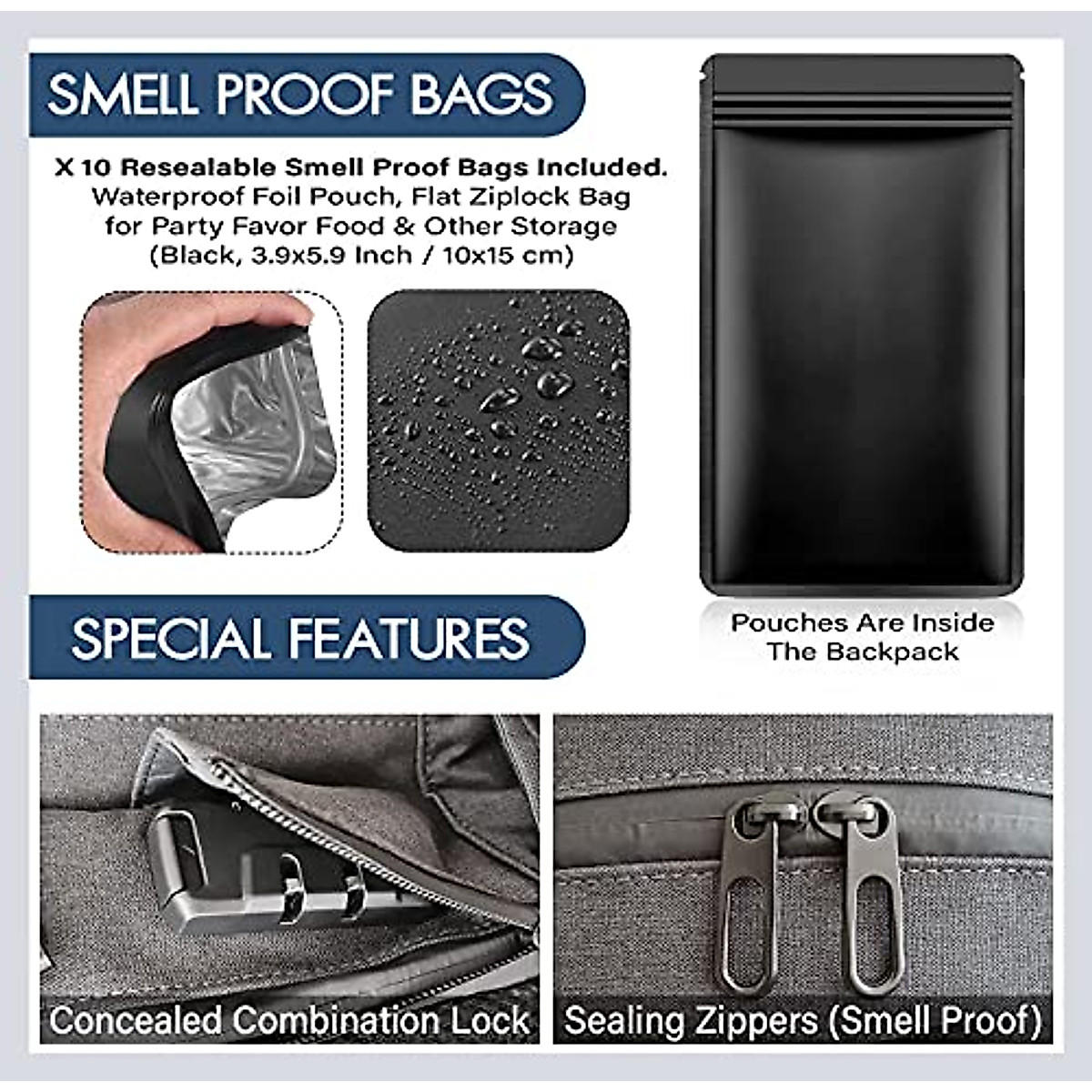 INNOSCENT 100% Smell Proof Backpack (Dark Grey), Large, INS003