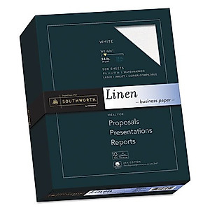 Southworth 25% Cotton Linen Business Paper, 24lb, 91 Bright, 8 1/2 x 11, 500 Sheets