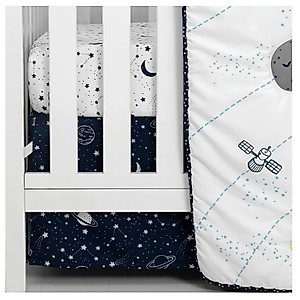 KHUJISTA Nursery Crib Bedding Sheet 3 Piece Set (Fitted Sheet Bed Dust Ruffle Drop Skirt Cute and Cozy Comforter, Cotton)