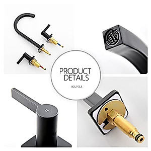indare Matte Black Bathroom Faucet, 8 Inch Brass Widespread Bathroom Faucets for Sink 3 Hole, Bathroom Sink Faucet with Pop-Up Drain & Supply Lines, 110104-PB