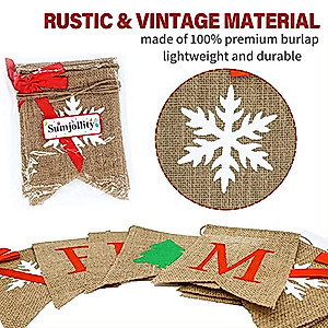 Be Merry Burlap Banner Christmas Decorations | Rustic Christmas Tree Snowflake Sign Burlap Garland | Christmas Decor for Mantle Fireplace Xmas Holiday Party Supplies | Outdoor Indoor Hanging Decor