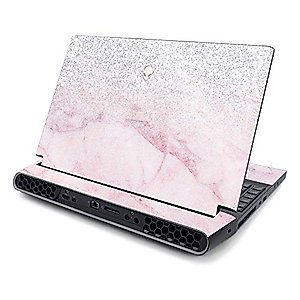 MightySkins Glossy Glitter Skin Compatible with Alienware Area-51M 17" (2019) - Girly Marble Dazzle | Protective, Durable High-Gloss Glitter Finish | Easy to Apply and Change Style | Made in The USA