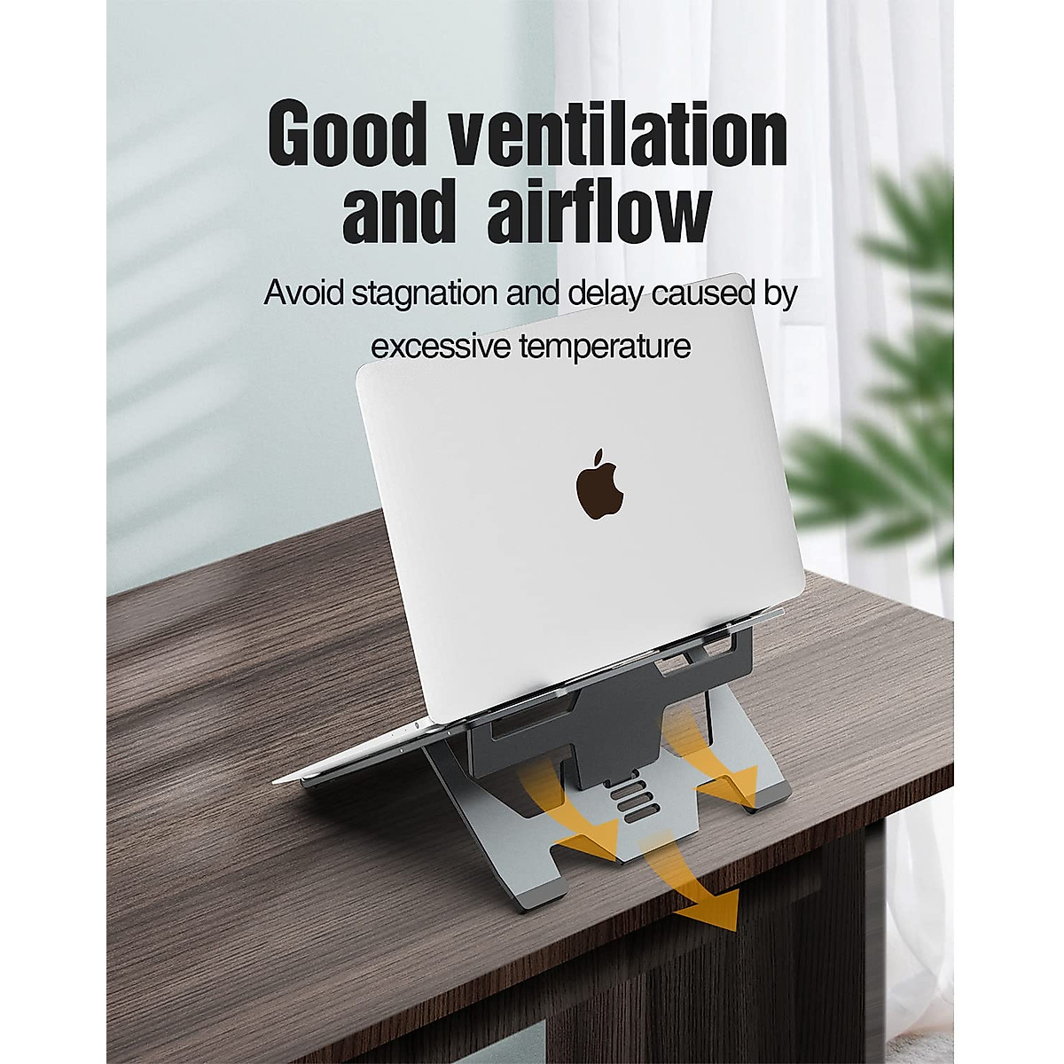 YHCFLY Laptop Stand for Desk Aluminum Notebook Stand Adjustable Portable Foldable Computer Stand with Anti-Slip Laptop Riser Compatible with MacBook, iPad and All 10-15.6" Laptops