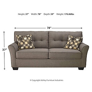 Signature Design by Ashley Tibbee Tufted Modern Full Sofa Sleeper with 2 Accent Pillows, Dark Taupe