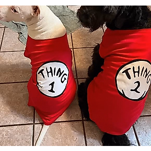 SUEOSU Dog Shirts for Pet Clothes Soft Breathable Puppy Shirts Pop Culture Thing 1 to Thing 9 Printed Pet T-Shirt (RED-2, Small)