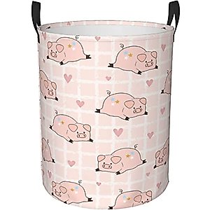 Cute Cartoon Bee and Flower Collapsible Laundry Basket with Handle Waterproof Hamper Storage Organizer Large Bins for Dirty Clothes Medium