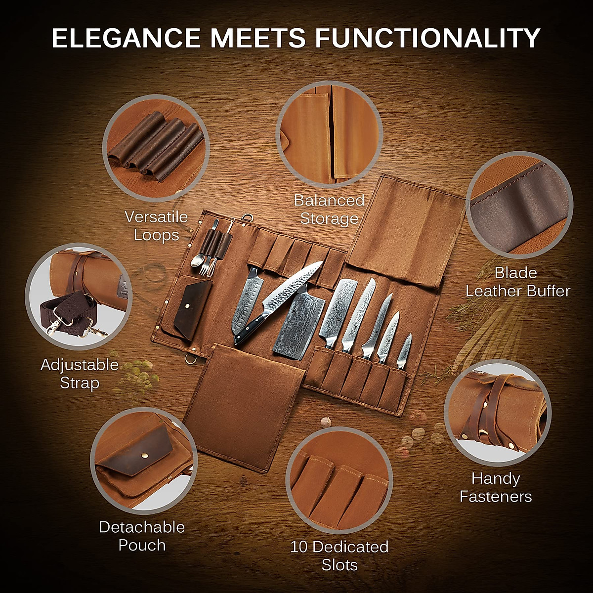 KYOKU Shogun Series Chef Knife + Paring Knife + Professional Chef Knife Roll Bag