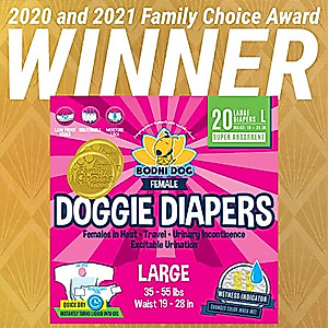 Disposable Dog Female Diapers | 20 Premium Quality Adjustable Pet Wraps with Moisture Control & Wetness Indicator | 20 Count Large Size