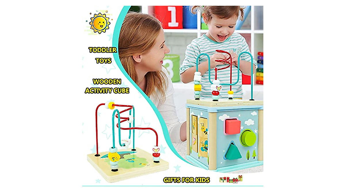 Jade Hare Wooden Activity Cube for Kids 3+ | Educational & Durable