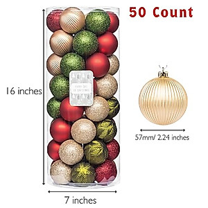Every Day is Christmas Ornaments, Shatterproof Christmas Tree Ornament Set, Christmas Balls Decoration 50 Count (2.24"/57mm, Woodland)