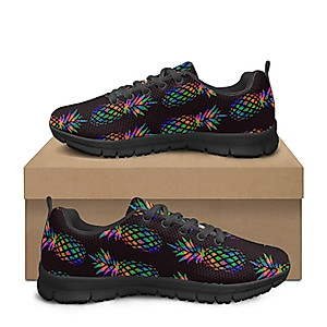 Colorful Pineapple Slip On Sneaker Women Running Shoes Breathable Workout Shoes Lightweight Gym Sneakers