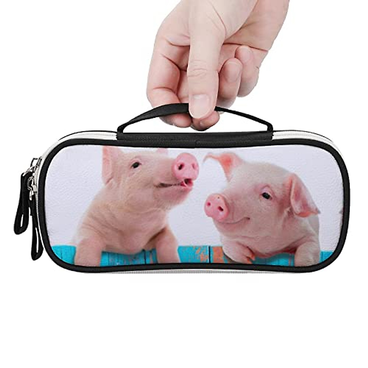 Funny Pig Printed Pencil Case Bag Stationery Pouch with Handle Portable Makeup Bag Desk Organizer