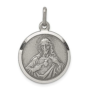 IceCarats 925 Sterling Silver Vintage Sacred Heart Love of Jesus Christ Head Face Medal Necklace Religious Pendant Christian Faith Charm Only