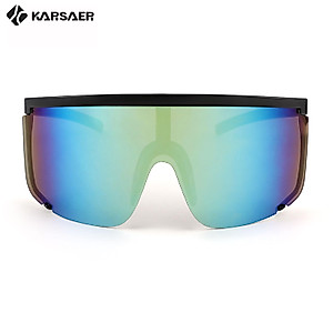 Karsaer Vision Shield Sunglasses for Men Women Oversized Neon 80s 96s Visor Shades Sports Style Outdoor Cycling Ski
