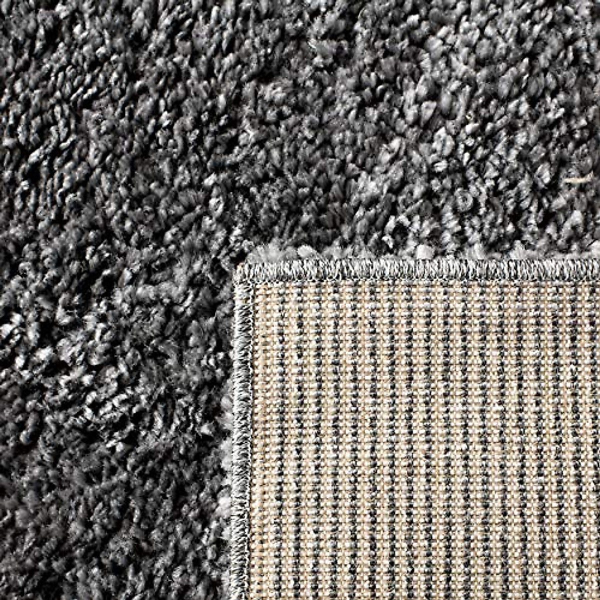 SAFAVIEH August Shag Collection 4' Square Grey AUG900F Solid 1.2-inch Thick Area Rug
