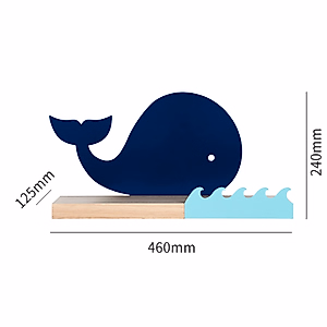 CribMATE Wall Shelf Kids Whale Nursery Decor Floating Shelves - Floating Whale Bookshelf - Wood Toy Display Organizer - Baby Nursery Wall Decor. Peg Board Book Shelves, Picture Ledge Blue
