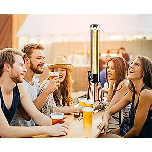 OGGI Beer Tower 3L/100oz - Beverage Dispenser with Spigot & Ice Tube, Margarita Tower, Mimosa Tower, Perfect Drink Dispensers for Parties, Drink Tower, Holds 6 Pints of Beer - Copper