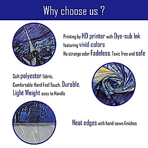 Starry Night Blacklight Tapestry by Van Gogh Wall Art for Bedroom Aesthetic, Abstract Wall Hanging UV Reactive Fabric Poster for Living Room Dorm, 39 x 29 Inches