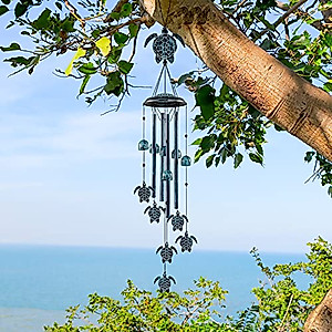 LESES Wind Chimes Sea Turtle Wind Chime for Outside with 4 Aluminum Tubes, Windchimes Outdoors Clearance Home Garden Patio Decor Memorial Wind Chimes for Mom Grandma Unique Birthday Festival Gifts