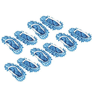 Ozgkee 10Pcs Chenille Mop Slippers Multifunction Floor Shoes Dust Cleaner Accessory (Blue)