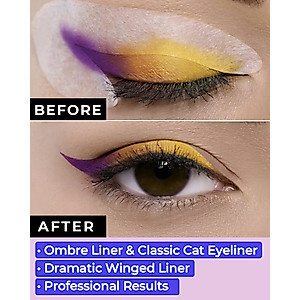 Eyeliner Stencils | Cat Eyeliner Stencil & Winged Eyeliner Tool | Made in USA & Created by Celebrity Makeup Artist | Reusable and Flexible Eyeliner Tape & Eyeshadow Tape | 24 Stencils