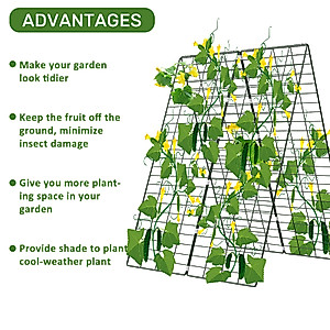 AGTEK 34" x 48" Foldable Cucumber Trellis with Garden Stakes and Zip Ties Plant Support A Frame Metal Trellis for Climbing Plants, Cucumber, Vegetable, Flowers