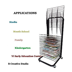 NEOCHY Drying Racks,Can Be up and Down Art Drying Racks, Oilings, Watercolors and Cultural and Art Paper Works Display Racks 20-Shelf/H78Cm/20 Floors