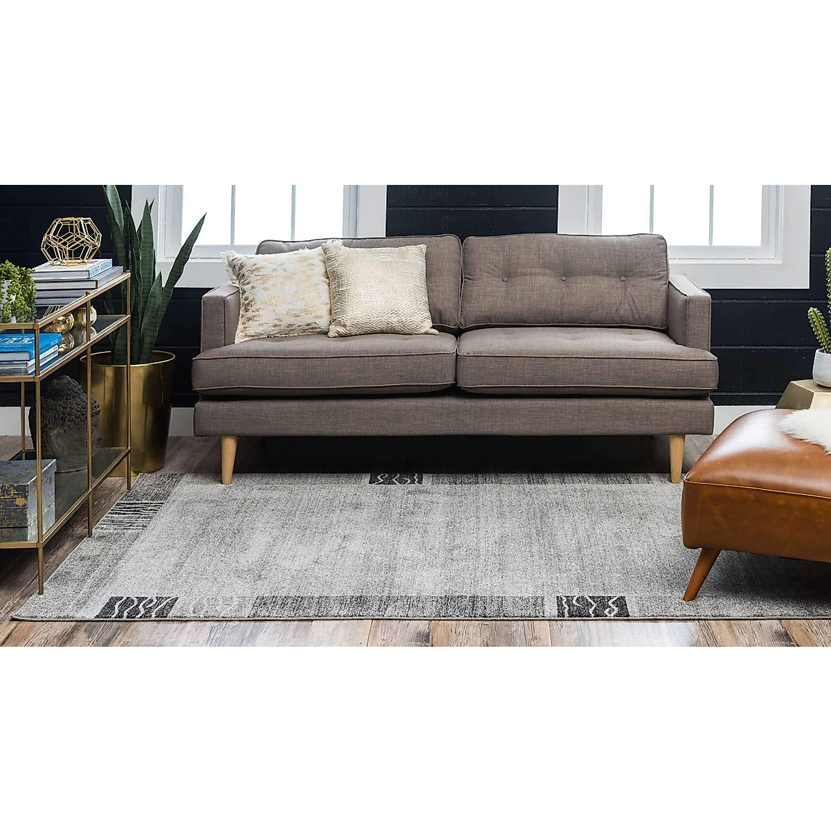 Unique Loom Del Mar Collection Area Rug - Sarah (5' 1" x 8' Rectangle, Light Gray/ Gray)