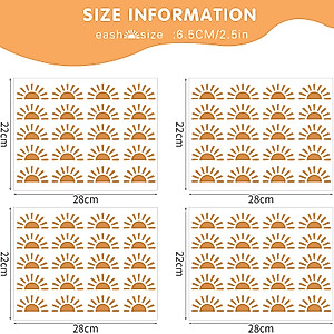 Sunshine Decal 4 Sheets Sun Wall Decal PVC Boho Wall Decals Removable Wall Sun Sticker Graphic Kids Playroom Decor for Nursery Kids Room Home Wall Art Playroom Decor (Half Sun Style)