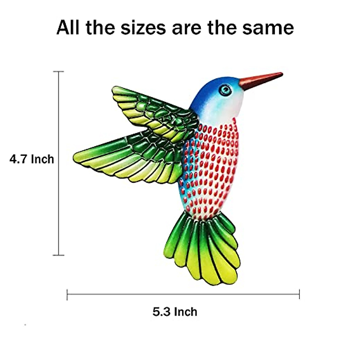 Cruis Cuka Metal Wall Art Garden Decor Mini Cute Hummingbird Wall Sculpture Fence Decorations for Outside 5.3 * 4.7" - Set of 4