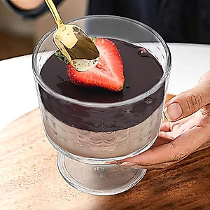 BSTKEY Set of 6 Glass Dessert Bowls/Cups, 10 Oz Cute Footed Dessert Bowls for Ice Cream Trifle Fruit Pudding Snack Salad Milkshakes Sundae Cocktail Drinks Party