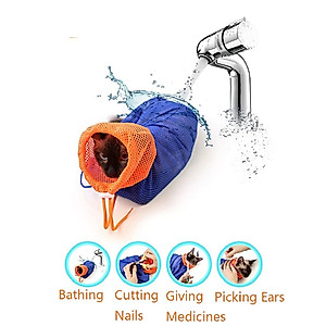 Cat Grooming Bag Puppy Dog Cleaning Polyester Soft Mesh Scratch & Biting Resisted for Bathing Injecting Examining Nail Trimming
