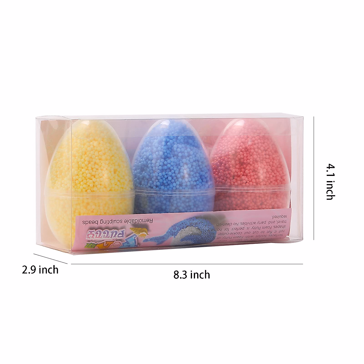 3 Colors Floam Clay Eggs, Foam Modeling Clay Supplies Toys Foam Beads Play Kit, DIY Educational Art Craft for Boys Girls, Kindergarten Preschool Creative Toys
