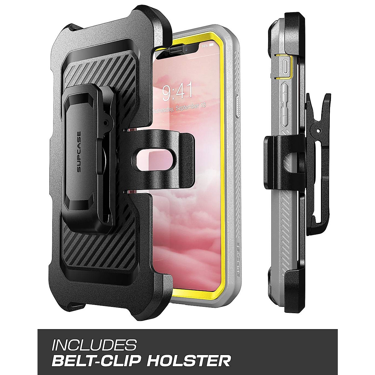 SUPCASE iPhone XR Case, Full-Body Rugged Holster Kickstand Case with Built-in Screen Protector for Apple iPhone XR 6.1 Inch (2018 Release), Unicorn Beetle Pro Series -Retail Package (Yellow)