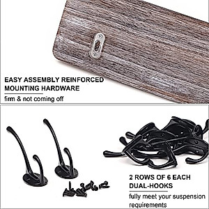 fuqing 29.5'' Wide Coat Rack Wall Mount with Shelf, Hallway Shelf with 12 Coat Hooks, Coat Hangers for Wall, Peg Rack, Mail and Key Holder, Entryway Decor, Housewarming Gift, Weathered