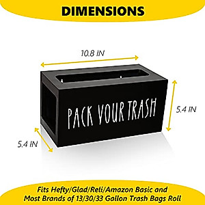 Trash Bag Holder, Farmhouse Garbage Bag Dispenser, Wall Mount Trash Bag Roll Organizer, Wood Grocery Bag Storage Box, Garbage Bag Caddy for Cabinet Kitchen Countertop