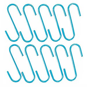 Soarhover 10 Pack S Shape Finish Steel Hanging Hooks for Kitchenware, Pots, Utensils, Plants, Towels, Gardening Tools, Clothes (Blue)