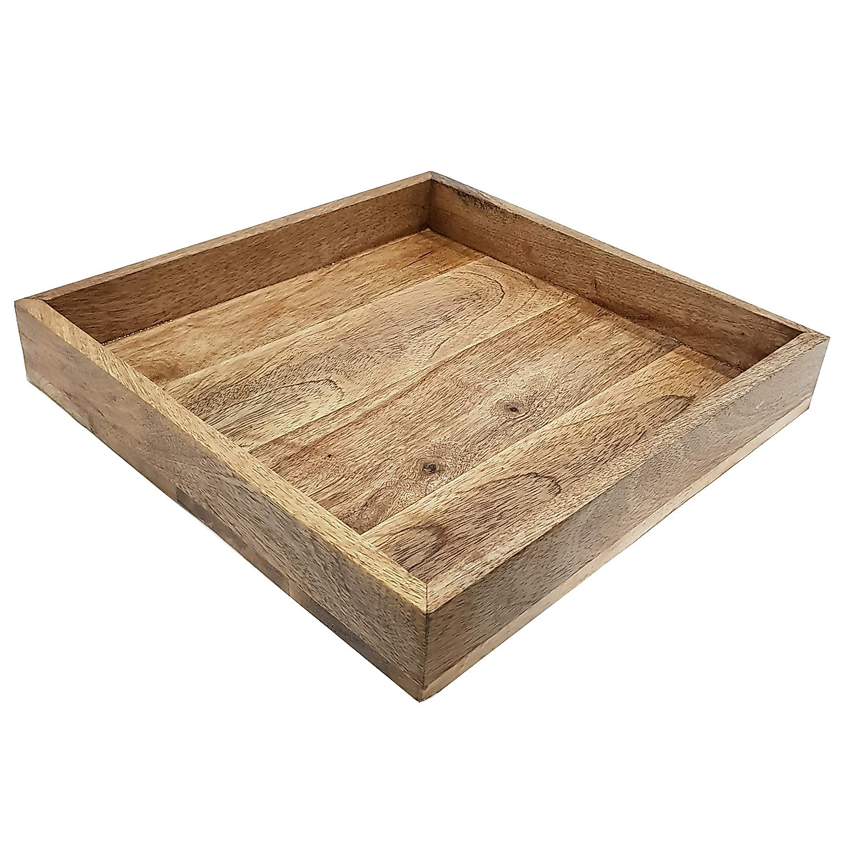 Natural Brown Wood Large Square Shaped Rustic Wooden Serving Tray Farmhouse Decor Square Top Breakfast Trays Tea Cheese Board Coffee Table