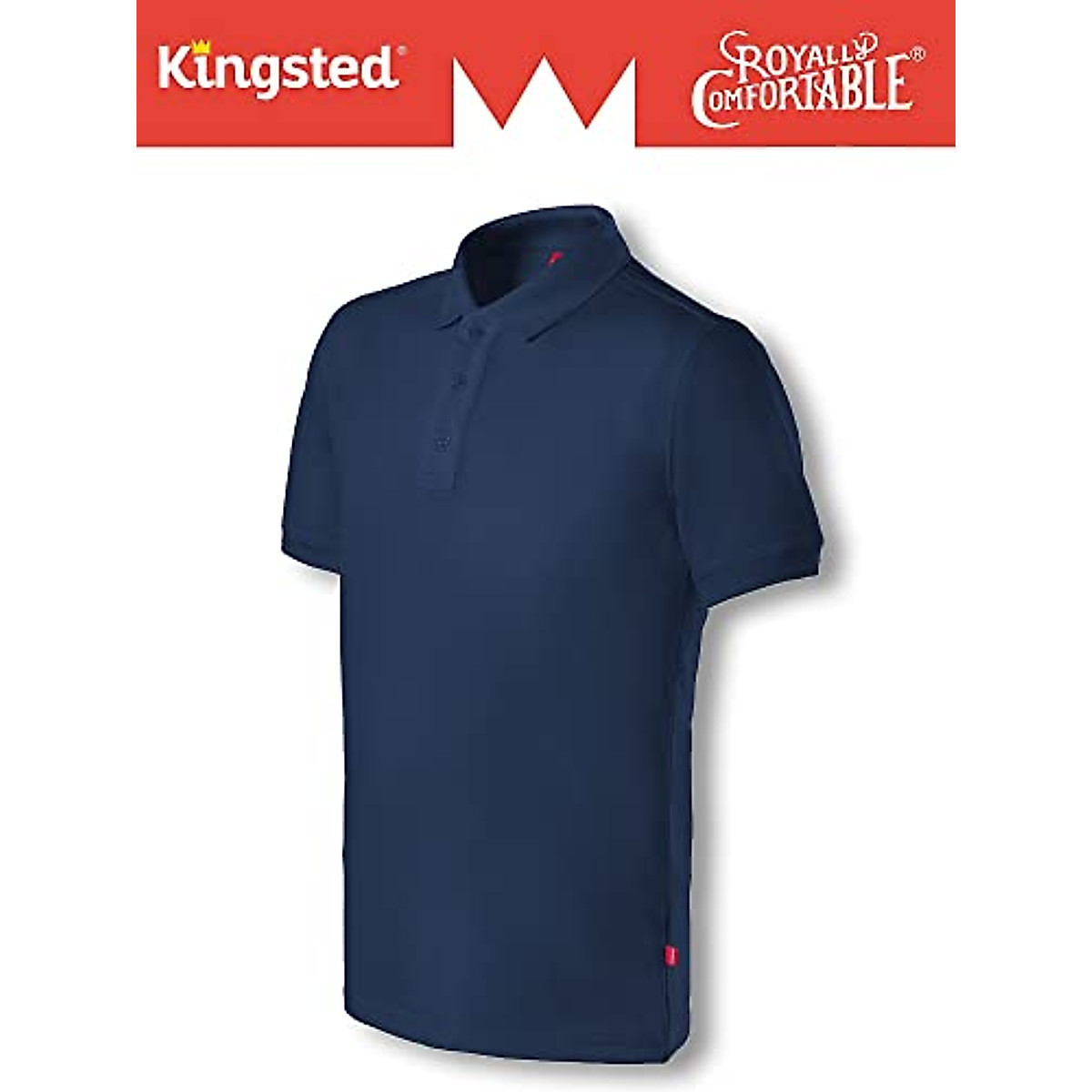 Kingsted Polo Shirts for Men - Royally Comfortable - Classic Pique Fabric - Soft Cotton Blend (Large, Navy Blue)