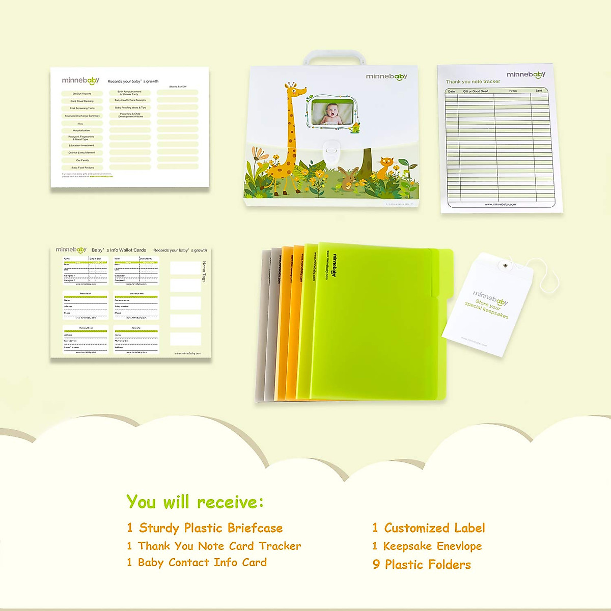 Baby Document Organizer, Baby Briefcase with 9 Folders