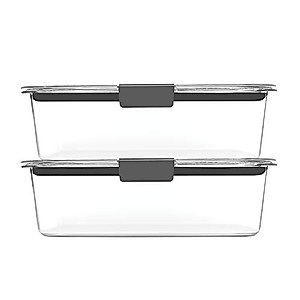 Rubbermaid Brilliance BPA Free Food Storage Containers with Lids, Airtight, for Lunch, Meal Prep, and Leftovers, Clear , Set of 2 (9.6 Cup)