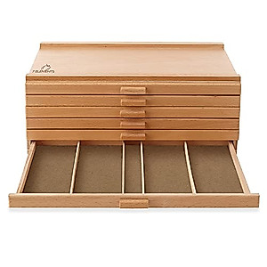 7 Elements 6 Drawer Wooden Artist Storage Supply Box for Pastels, Pencils, Pens, Markers, Brushes and Tools