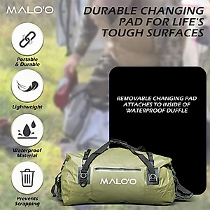 Malo'o 3-in-1 Wetsuit Changing Bag – Integrated changing mat, wetsuit watertight carry bag and XL 60 Liter Roll-Top Dry Bag. Surfing, Paddle-Boarding
