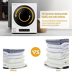 ROVSUN 2.6 CU. FT Portable Clothes Dryer, 9LBS High End Front Load Tumble Laundry Dryer with Stainless Steel Tub & LCD Tough Control Panel, White, 110V