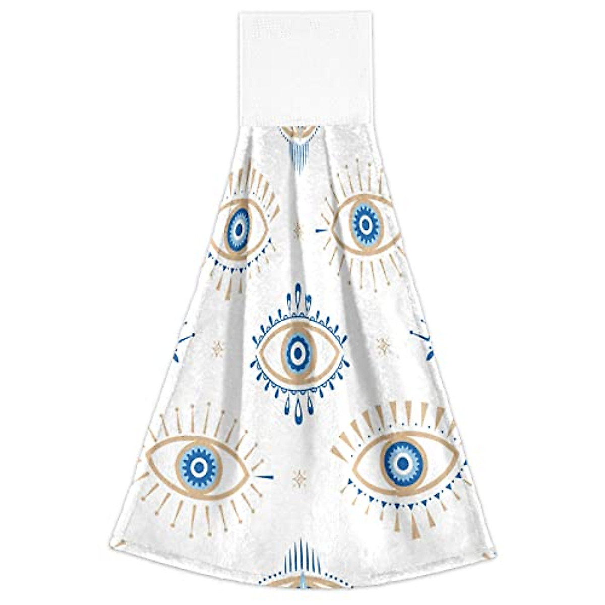 xigua Hanging Hand Towels Set of 2 pcs-Evil Eye Kitchen Hand Towels with Hanging Loop Soft Absorbent Tie Towels for Kitchen/ Bathroom/ Tabletop Home