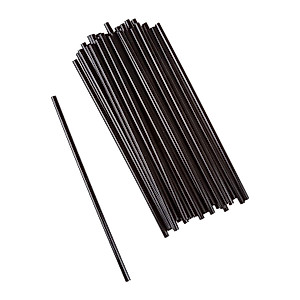 AmerCare 7.75 Inch Jumbo Black Straws, Unwrapped, Case of 12,000