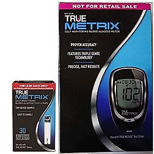 TrueMetrix Blood Glucose System Plus 30 Test Strips Bundle (Triple Sense Technology)