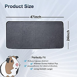 KITIPAPY 2 Pack Short Fleece Guinea Pig Cage Liners, 24x47 Soft Hamster Bedding Pee Pads, Machine Washable Extra Absorbent Waterproof Bottom for Midwest Guinea Habitat